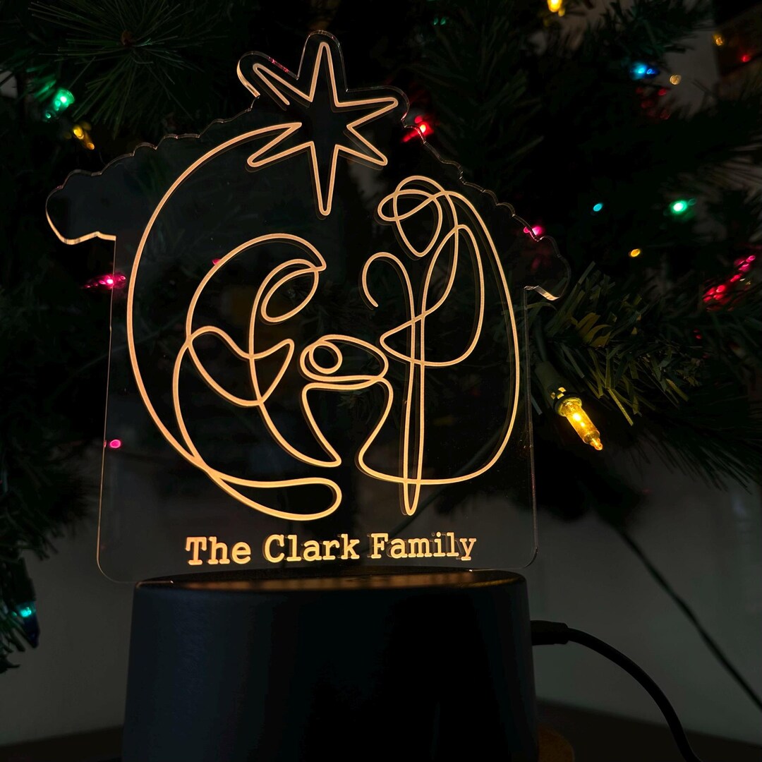 Lighted Nativity Set, Christ Was Born Night Light, Nativity Light ...