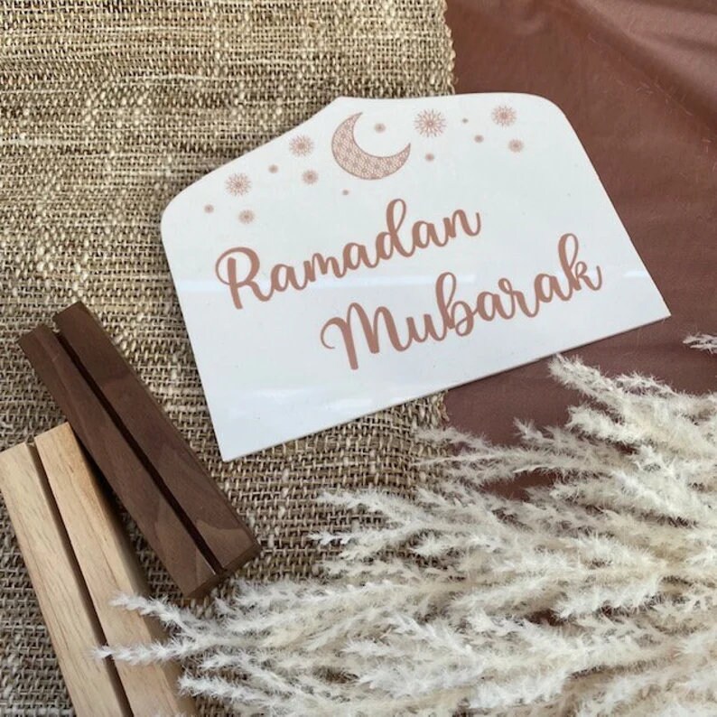 Double Sided Ramadan and Eid Table Sign: Rose Gold or Mirror Gold - Etsy