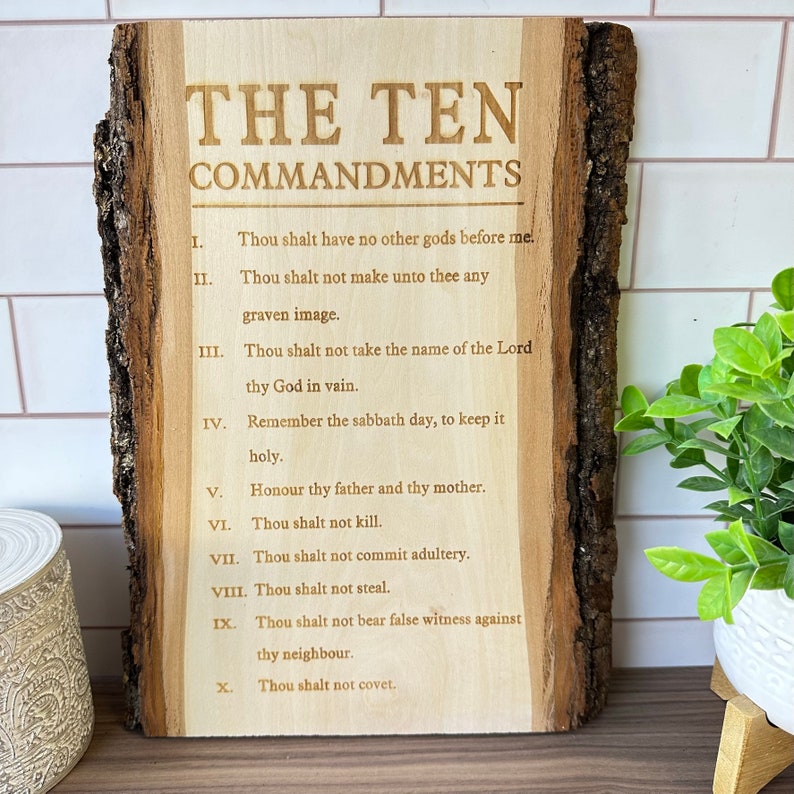 The Ten Commandments Wood Decor - Rustic Religious Home Decor, Divine ...