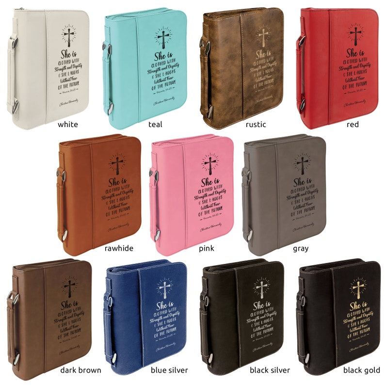 Custom Bible Cover - 'she is Clothed With Strength & Dignity' Quote ...