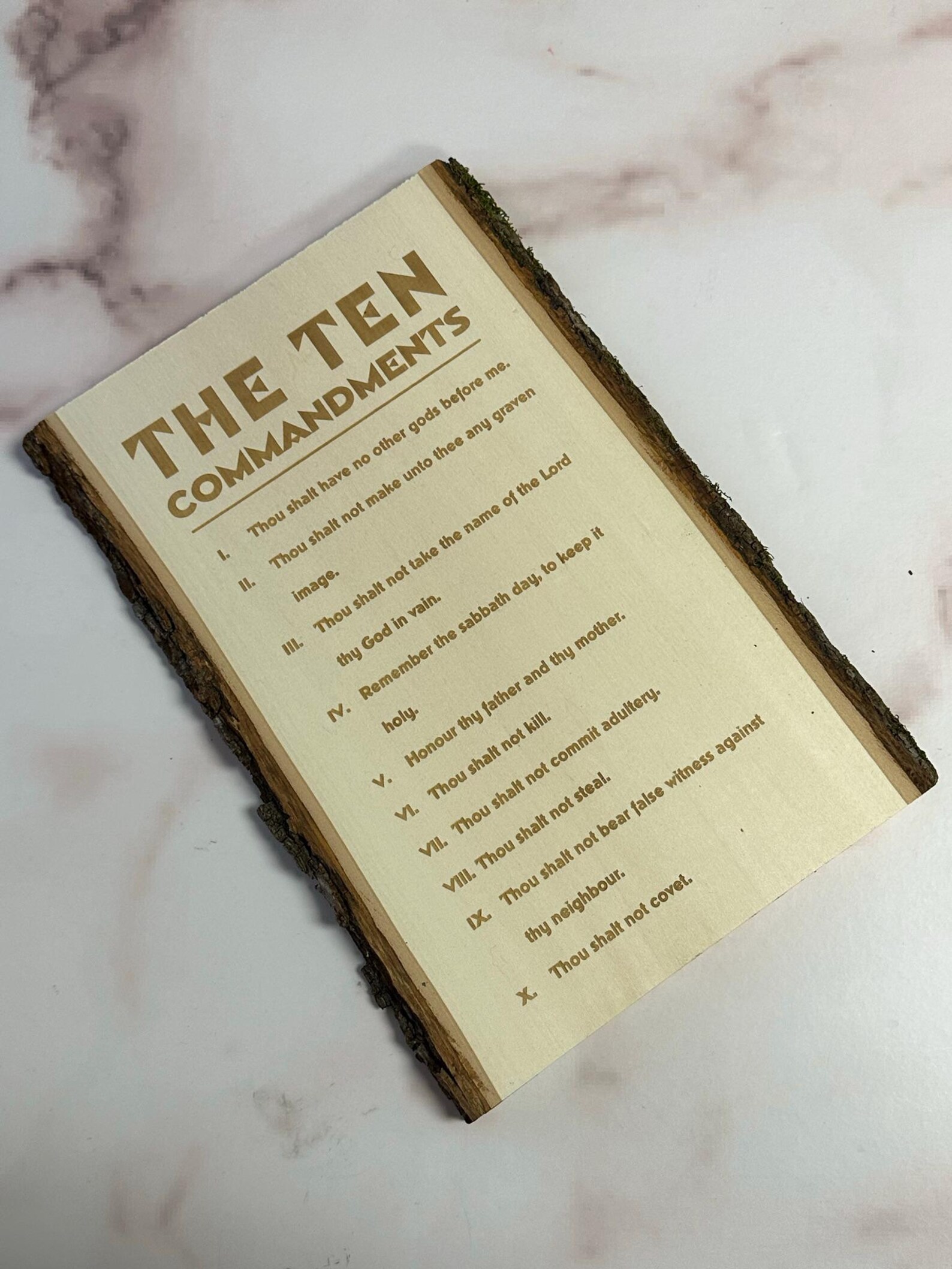Ten Commandments Wood Sign: Rustic Basswood Plank, Religious Home Decor ...
