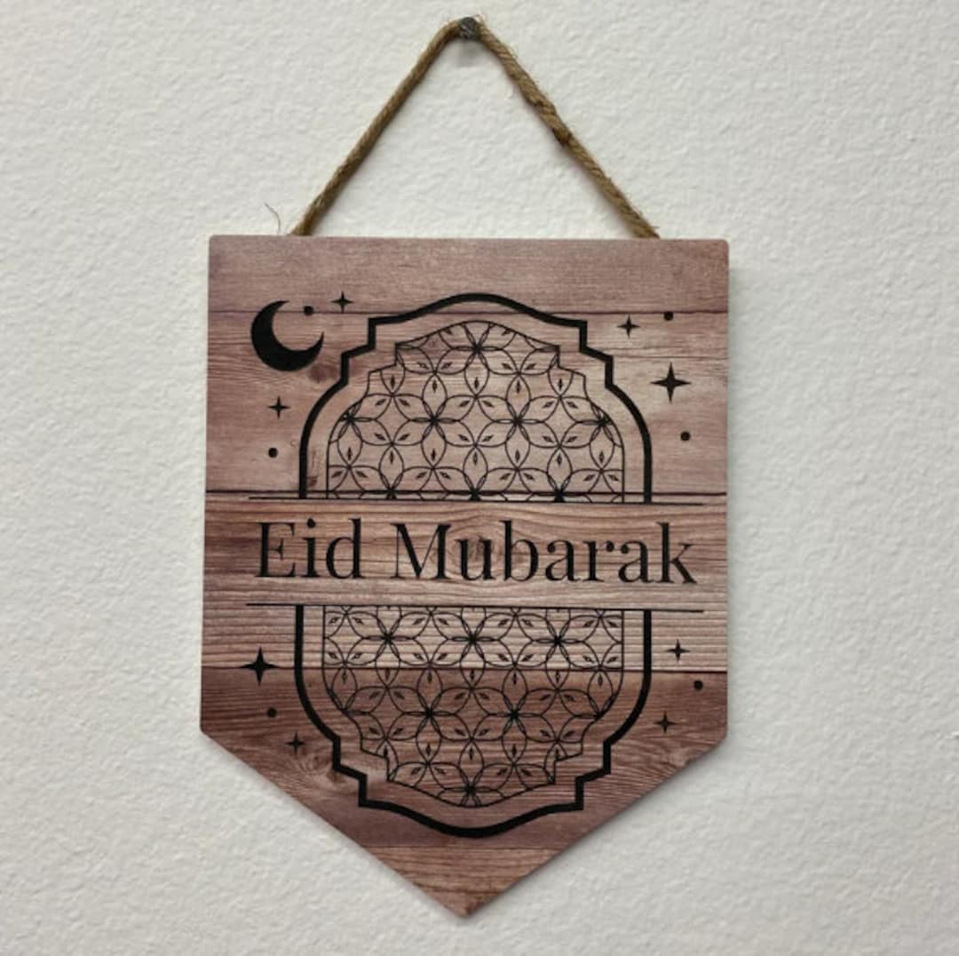Eid Mubarak Wooden Hanging Wall Sign | Eid Decor | Ramadan Decor ...