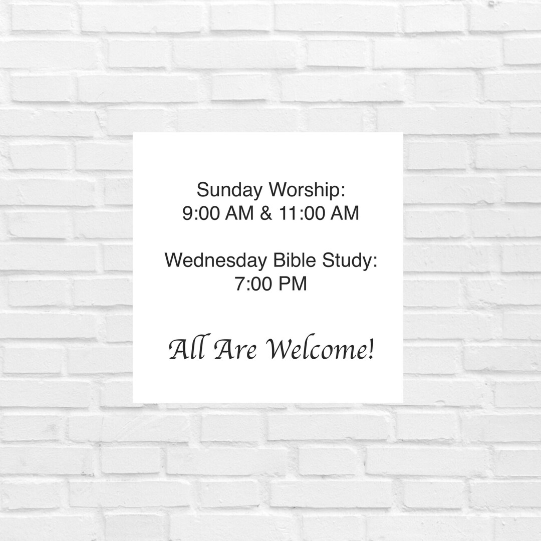 Sunday Worship Sign - All Are Welcome, Church Decor, Religious Custom ...
