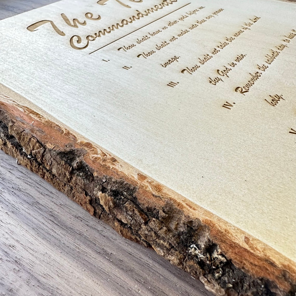 Ten Commandments Wood Sign: Rustic Basswood Plank, Religious Home Decor ...
