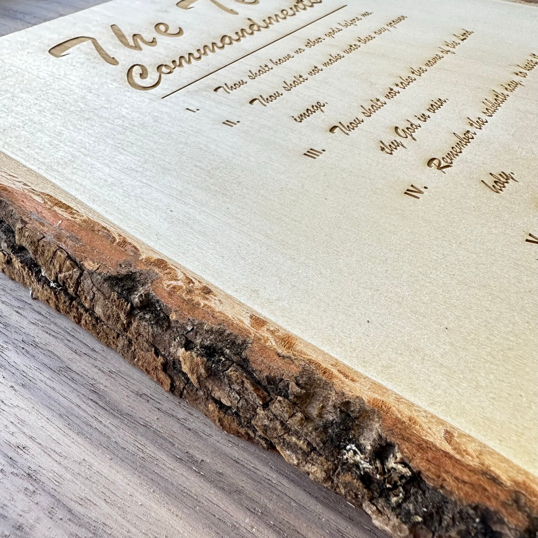 Ten Commandments Wood Sign: Rustic Basswood Plank, Religious Home Decor ...