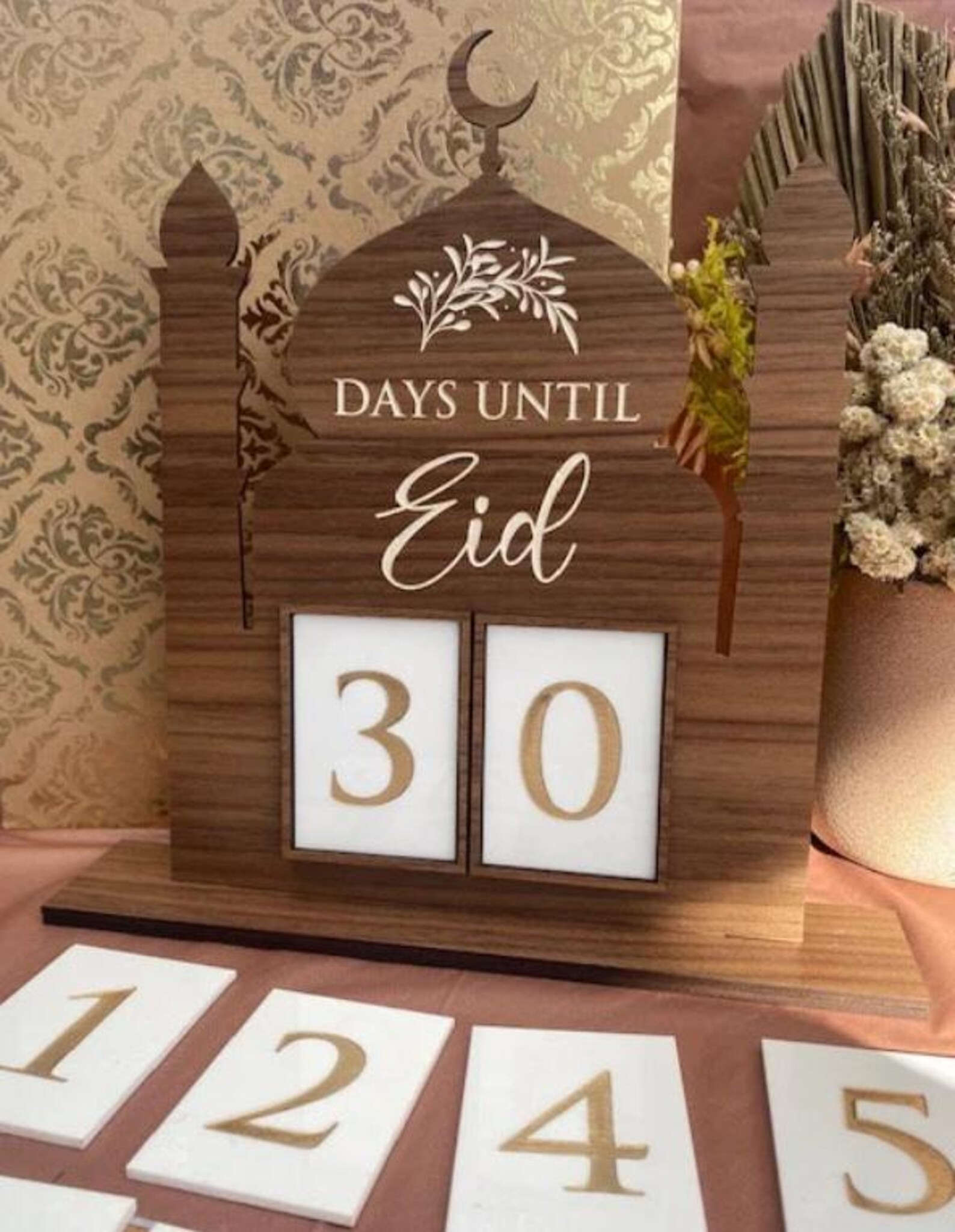 Ramadan Countdown Sign: Wooden Eid Calendar, Changeable Numbers - Etsy