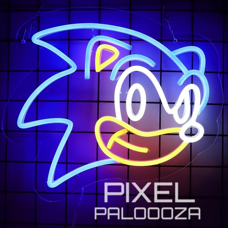 Sonic the Hedgehog SEGA Logo 3D LED Neon Sign Game Room Bedroom Dimmer ...