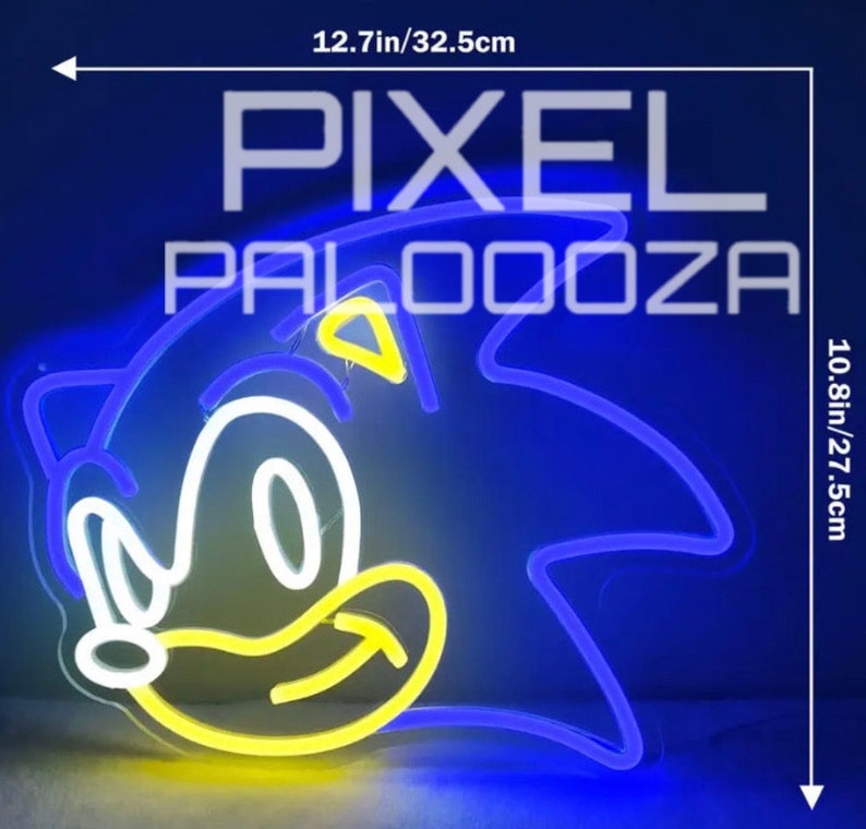 Sonic the Hedgehog SEGA Logo 3D LED Neon Sign Game Room Bedroom Dimmer ...