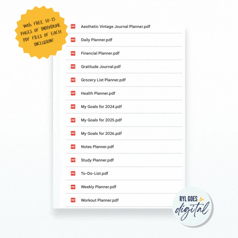 Digital Vintage Journal Planner - Etsy