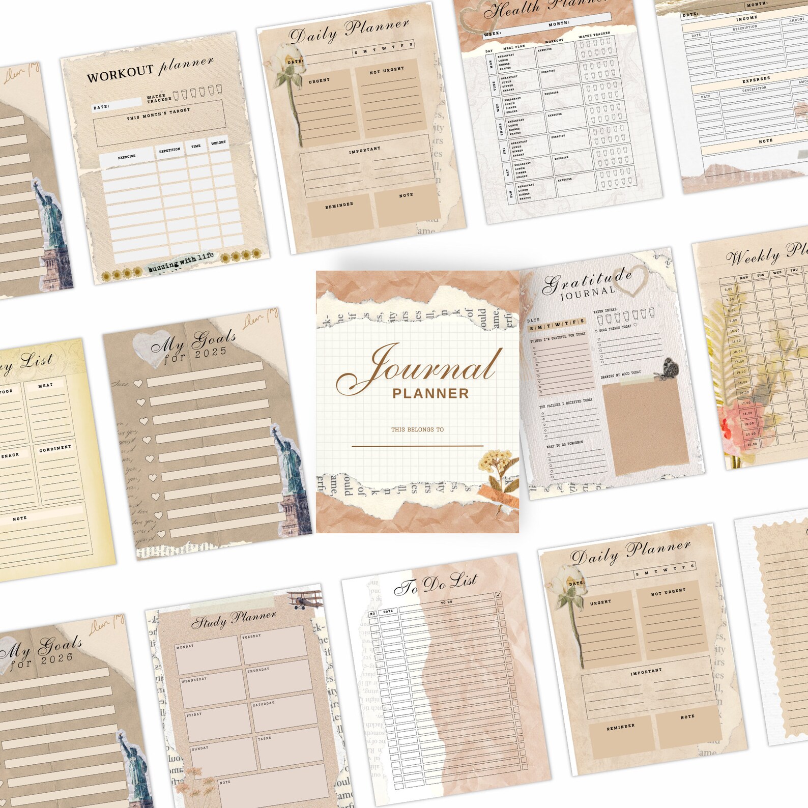 Digital Vintage Journal Planner - Etsy