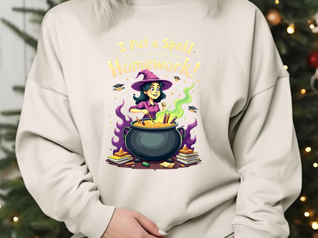 Funny Witch Teacher Potion Cauldron Homework Spell Graphic 0 T-shirt ...