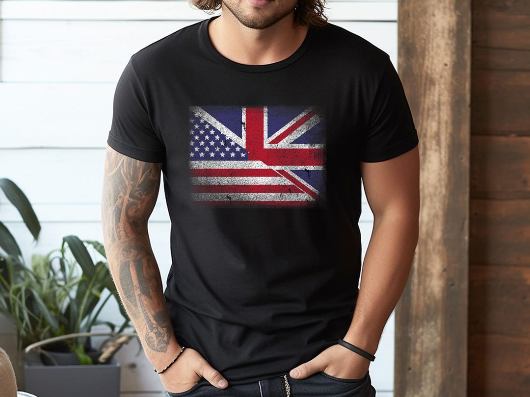 Vintage Half American Half British Flag Great Britain Usa T-shirt ...