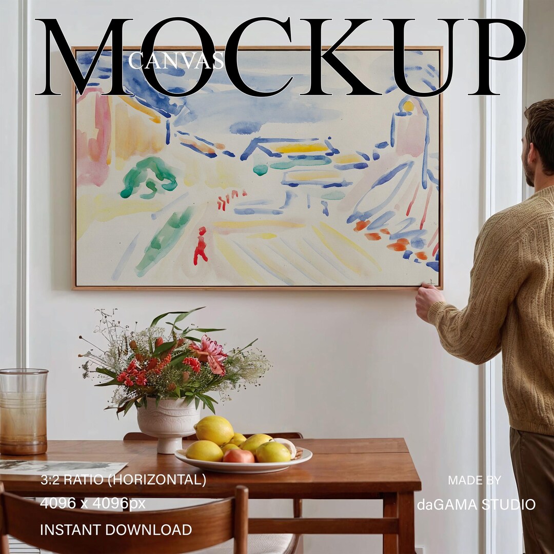Canvas Mockup Horizontal, Floating Canvas Person, Landscape Frame ...