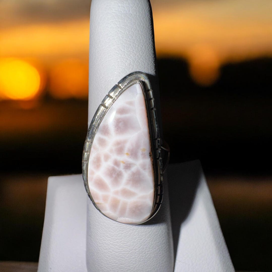 Gorgeous Rare Pink Larimar and Sterling Silver Ring Size 7 - Etsy