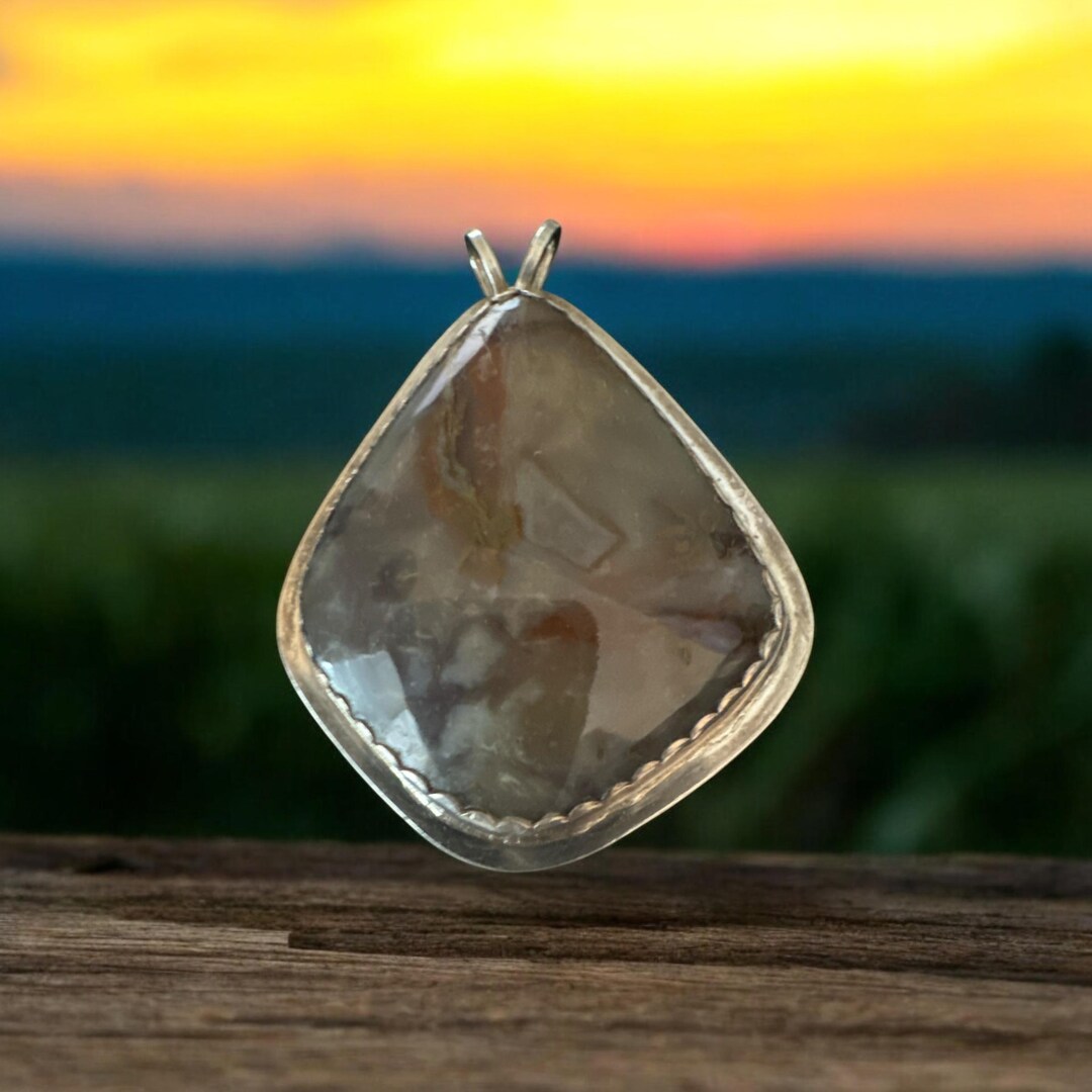 Native Signed Rare Montana Agate and Sterling Silver 2”x1.5” 17 Gram ...