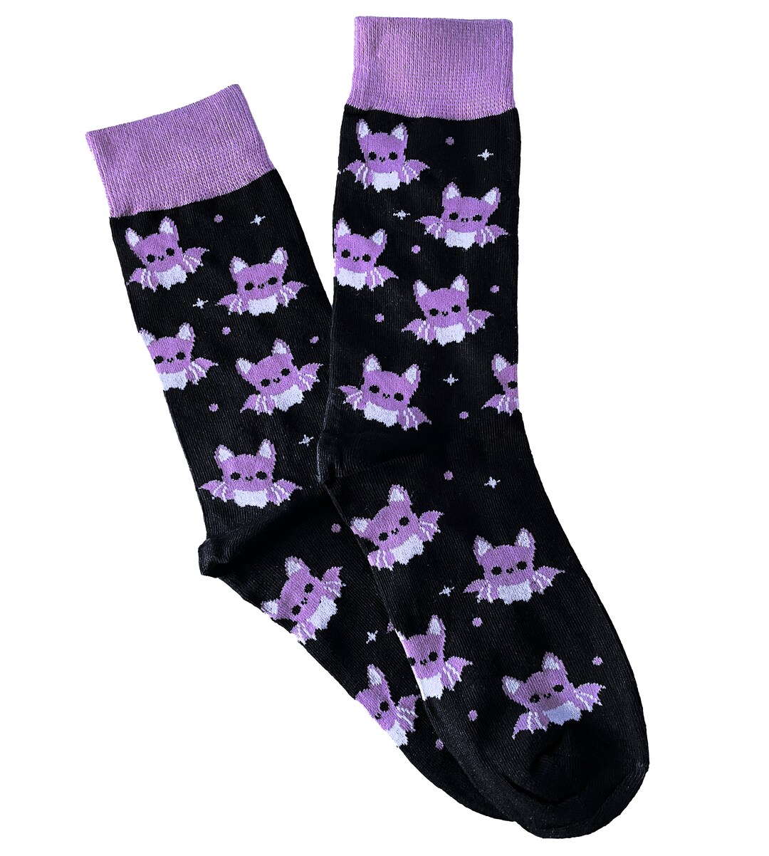 Purple Kawaii Bat Socks - Etsy