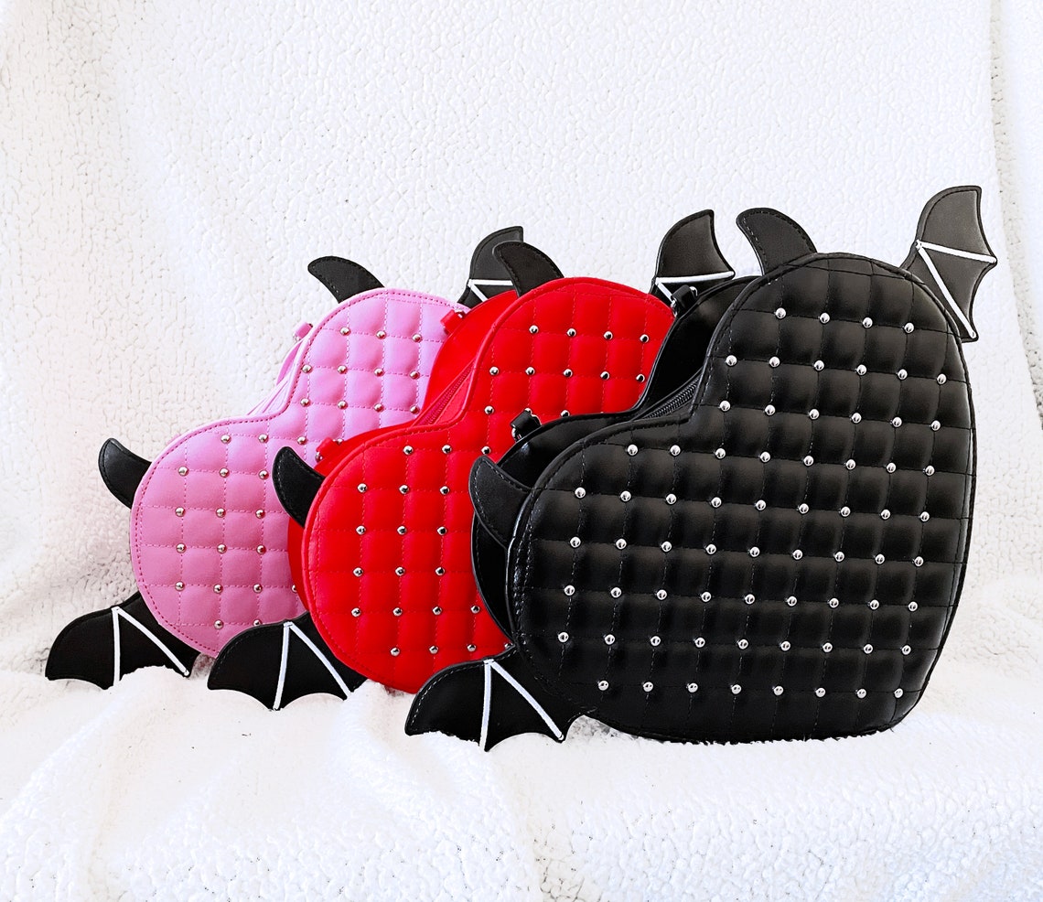 Studded Devil Heart Crossbody Backpack Convertible Bag Your - Etsy
