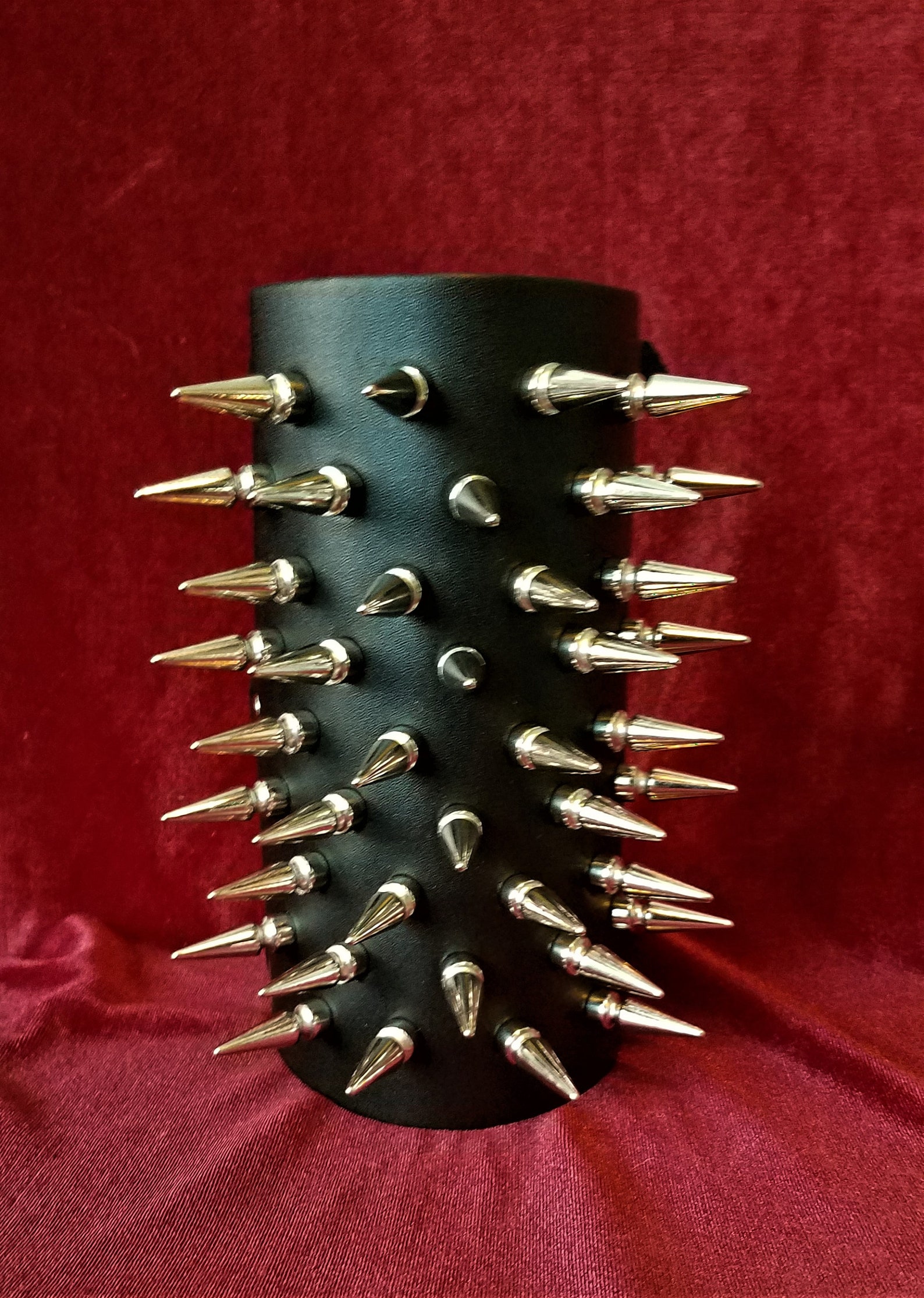 Large Black Leather Gauntlet With 40 Long Spikes - Etsy
