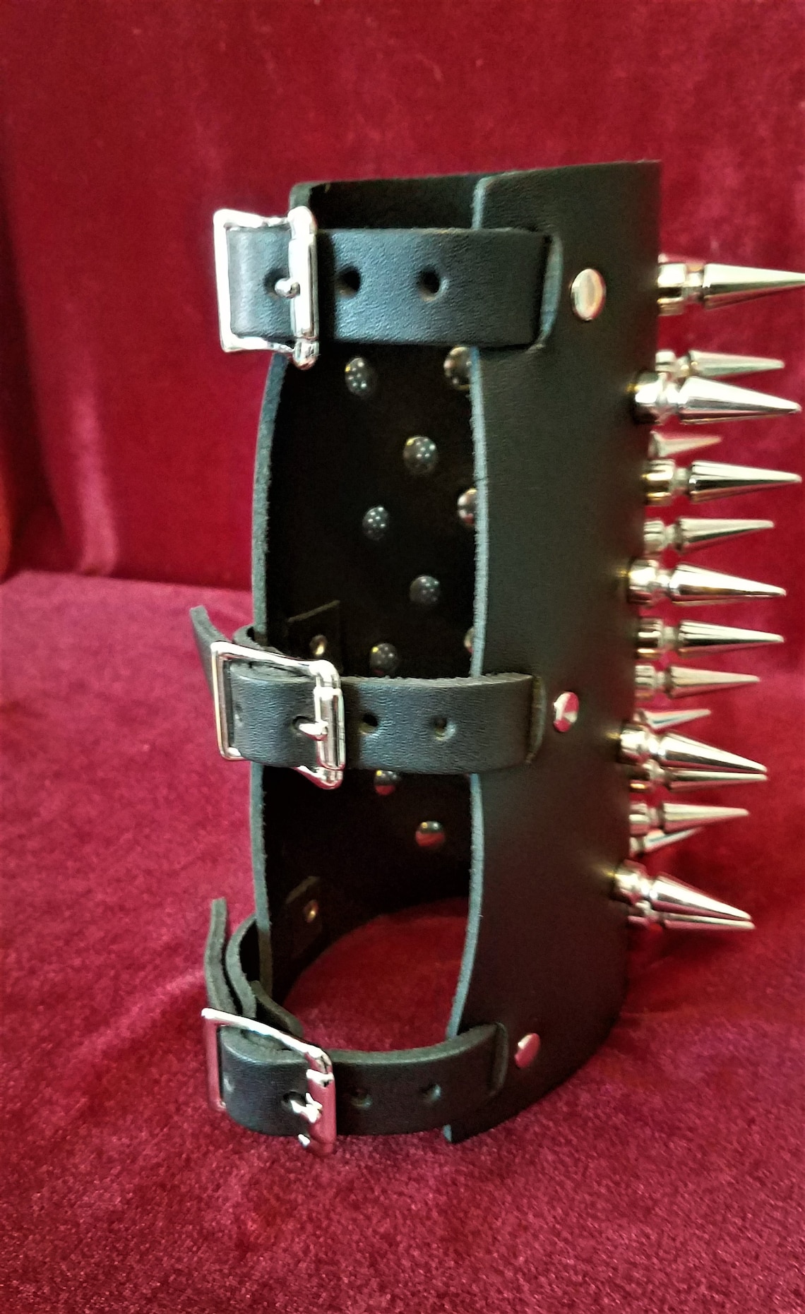 Large Black Leather Gauntlet With 40 Long Spikes - Etsy