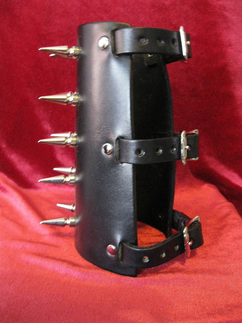 Large Black Leather Gauntlet With 20 Long Spikes - Etsy UK