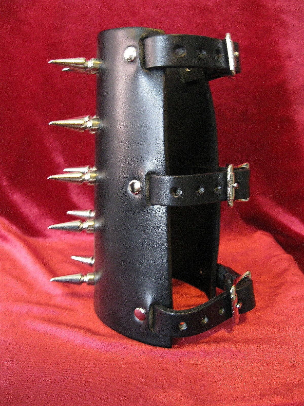 Large Black Leather Gauntlet With 20 Long Spikes - Etsy