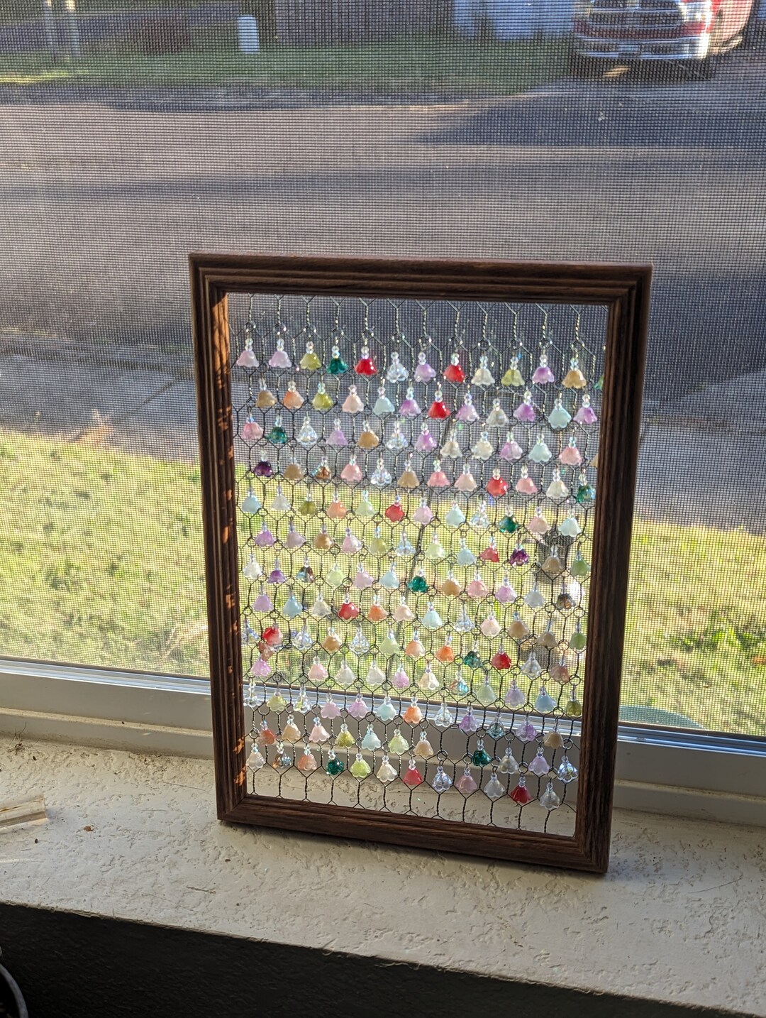 Hand Beaded Chicken Wire Sun Catcher - Etsy