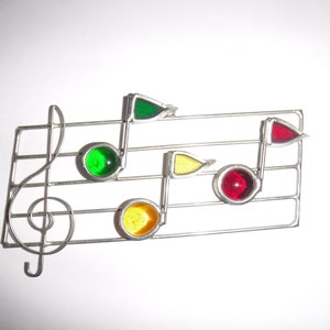 Stained Glass Music Notes Ornament Window Sun Catcher Unique Musical ...