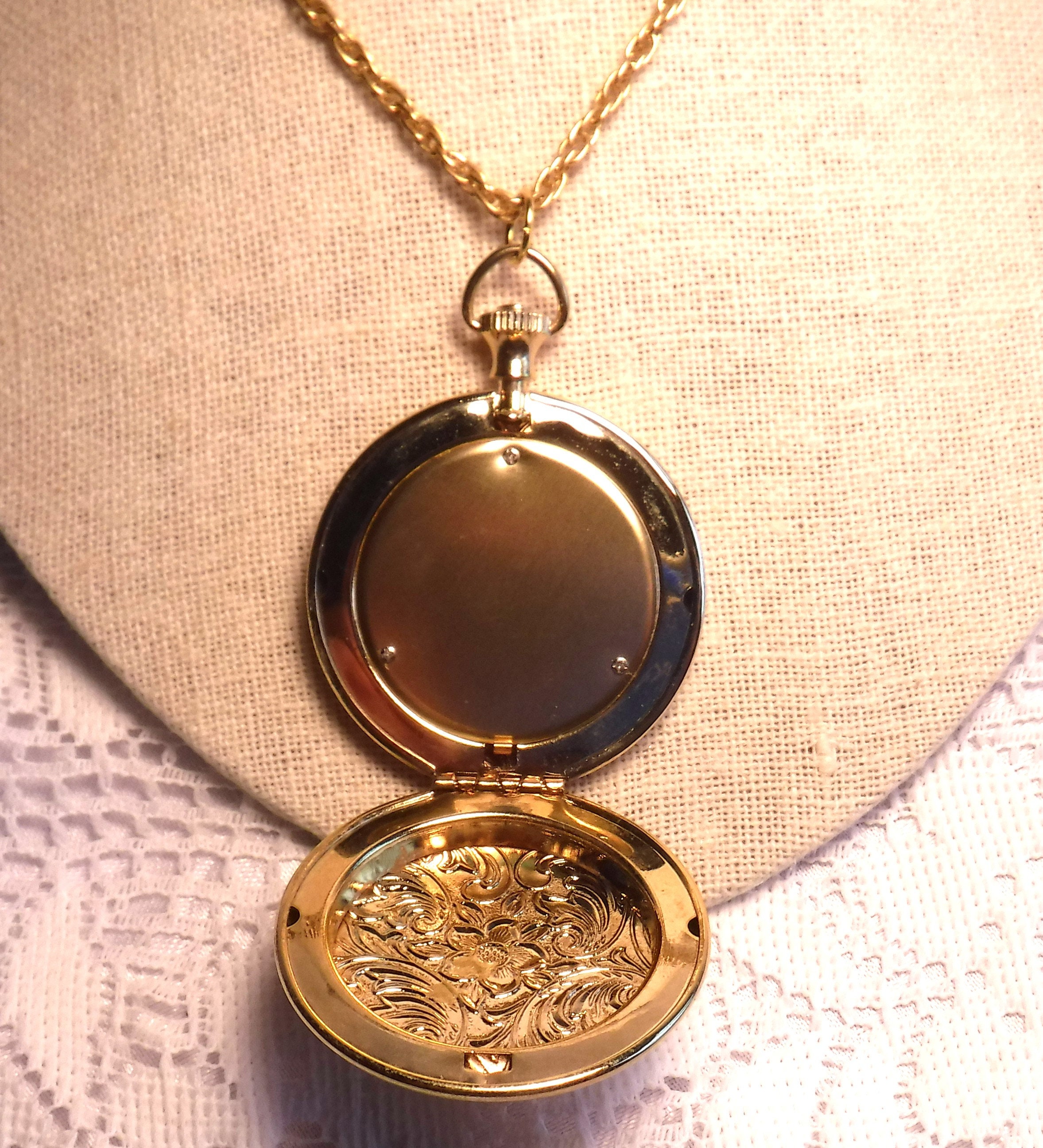 Vintage Pocket Watch Style Locket Photo Picture Necklace Great - Etsy