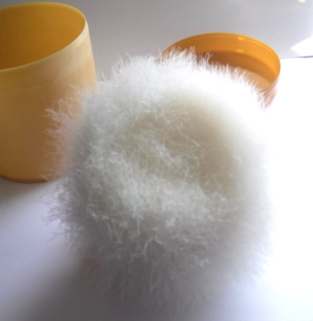 Antique Celluloid Powder Box Swan Down Puff Pleated With Ribbons Vanity ...