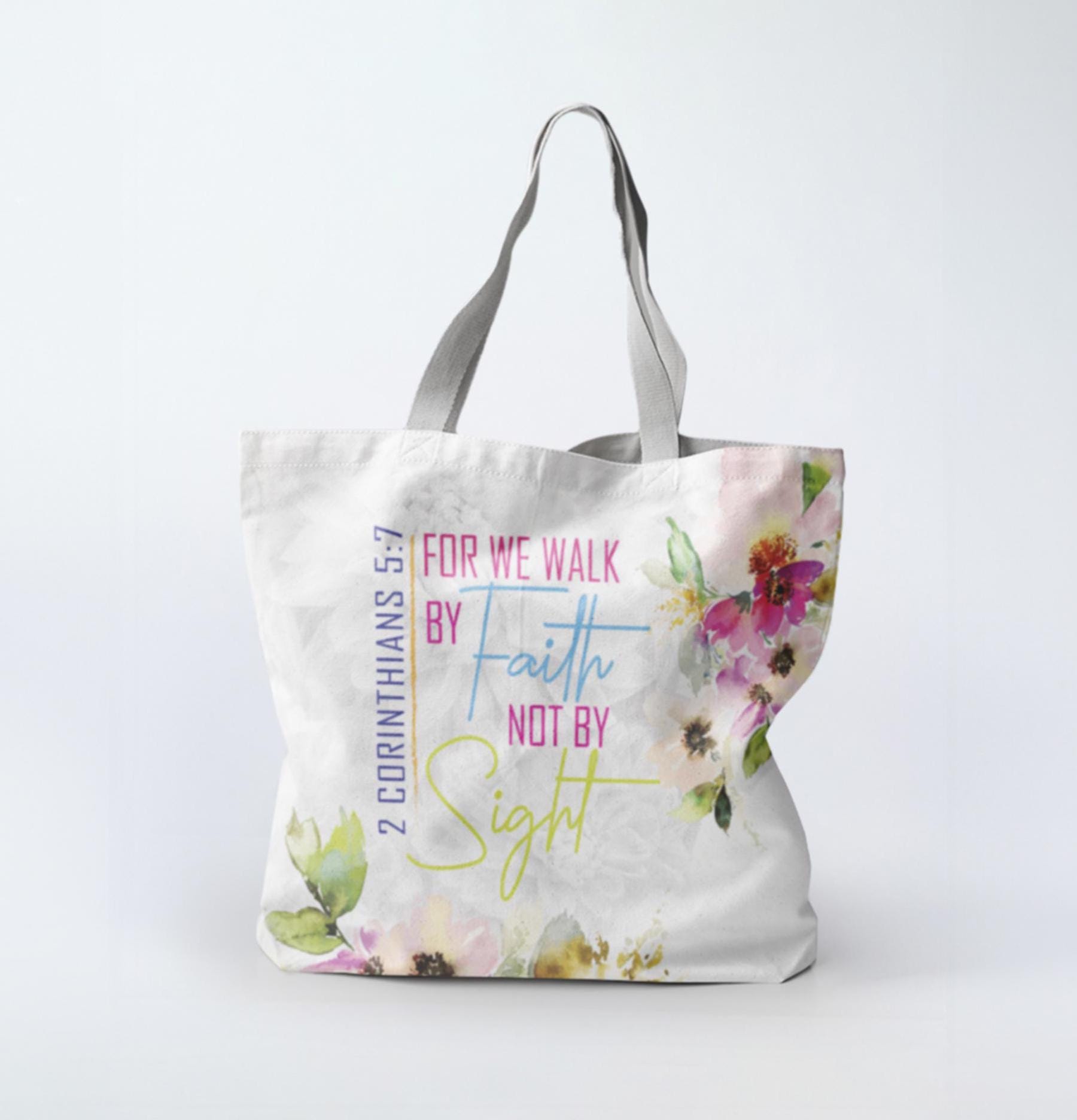Walk by Faith Tote Bag Christian Tote Bag Religious Gift Scripture Gift ...