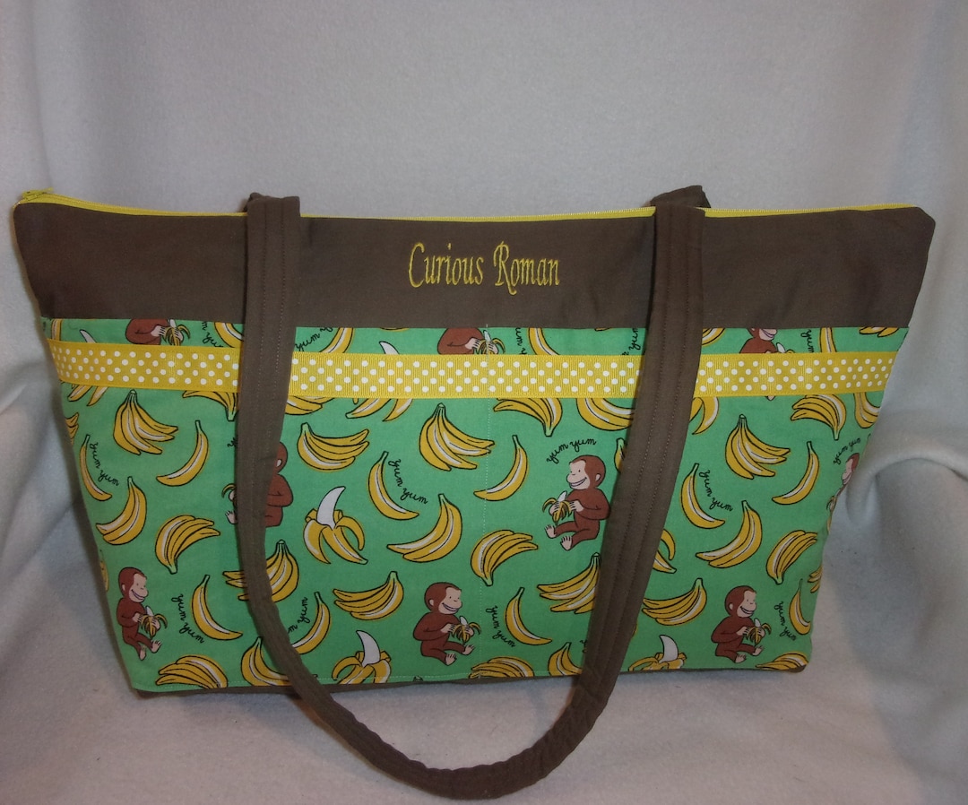 Curious George Fabric Handmade 3 Fabrics XXLG 11 Pockets Diaper Bag ...