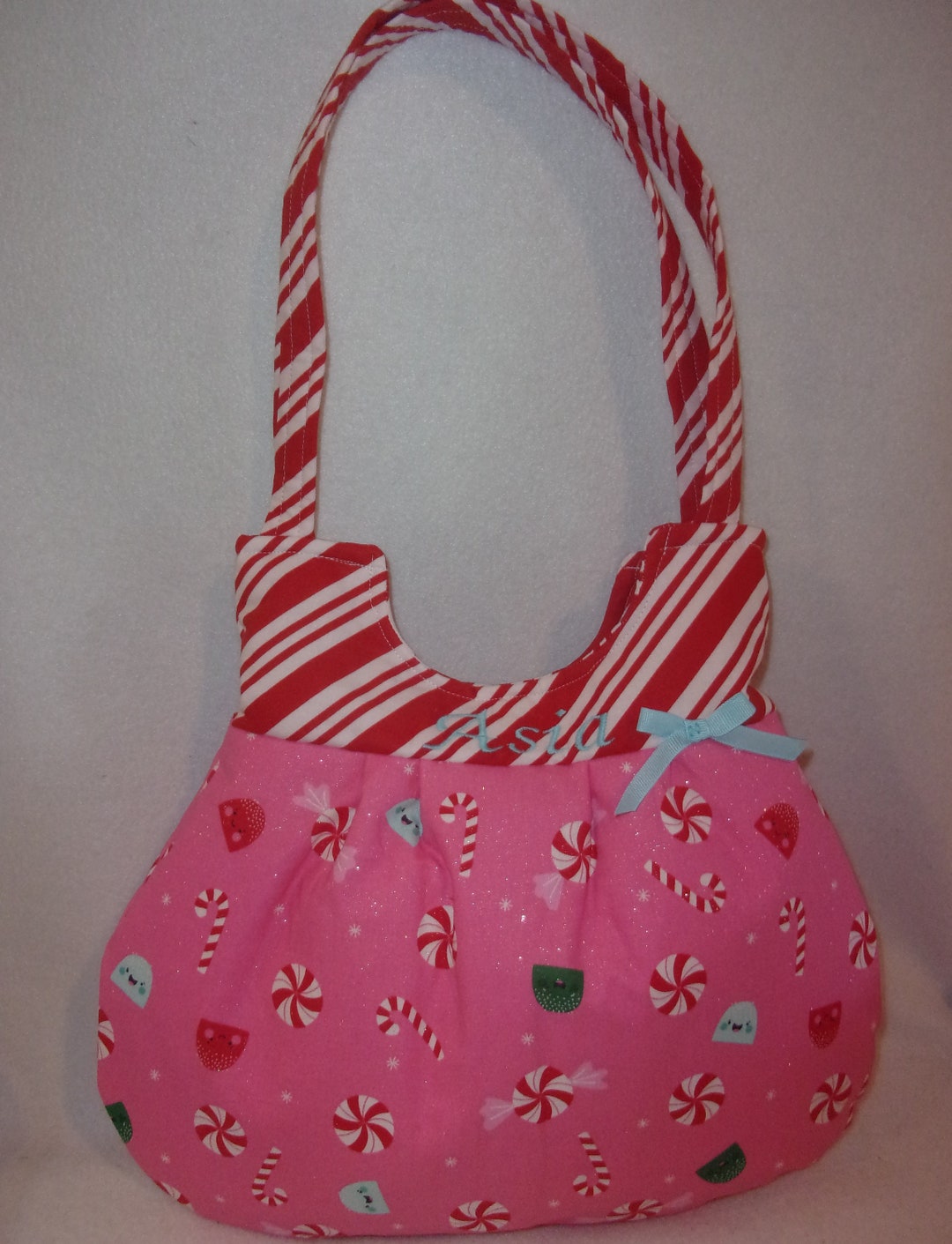 Pink Christmas Candy Cane Peppermint Fun Handbag Boutique Tote Purse ...
