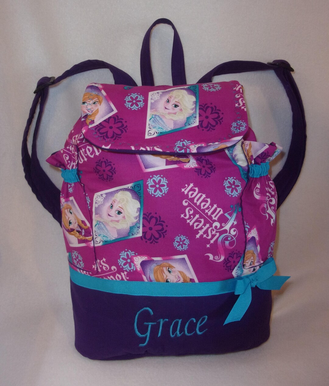 Frozen Sisters Disney Fabric Handmade School Backpack Diaper Bag ...