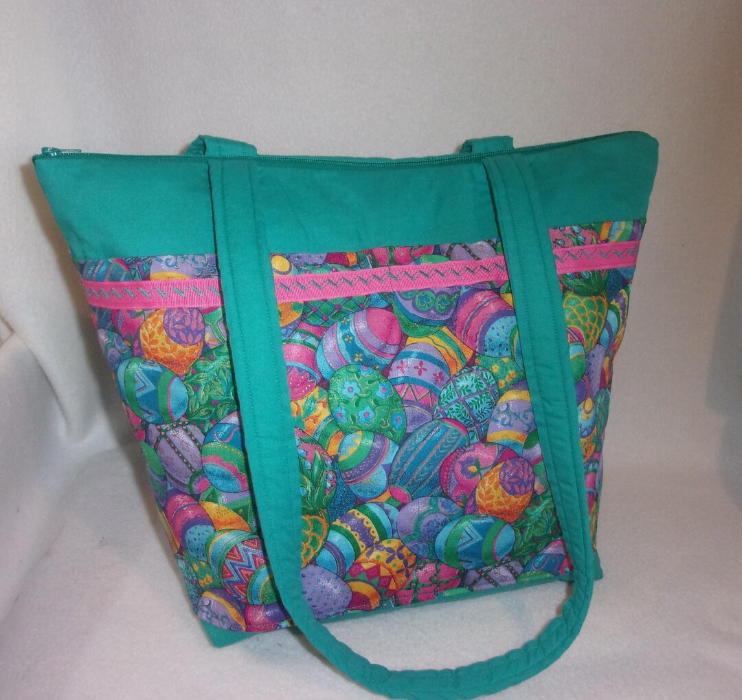 Easter Eggs Colorful Decorated Purse Tote Bag Handbag Jade Pink ...
