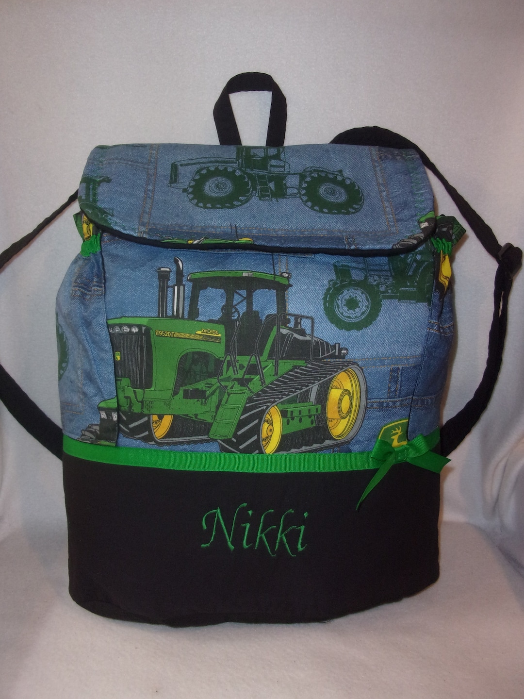 Personalized Tractor Backpack: Denim Look School Bag - Etsy