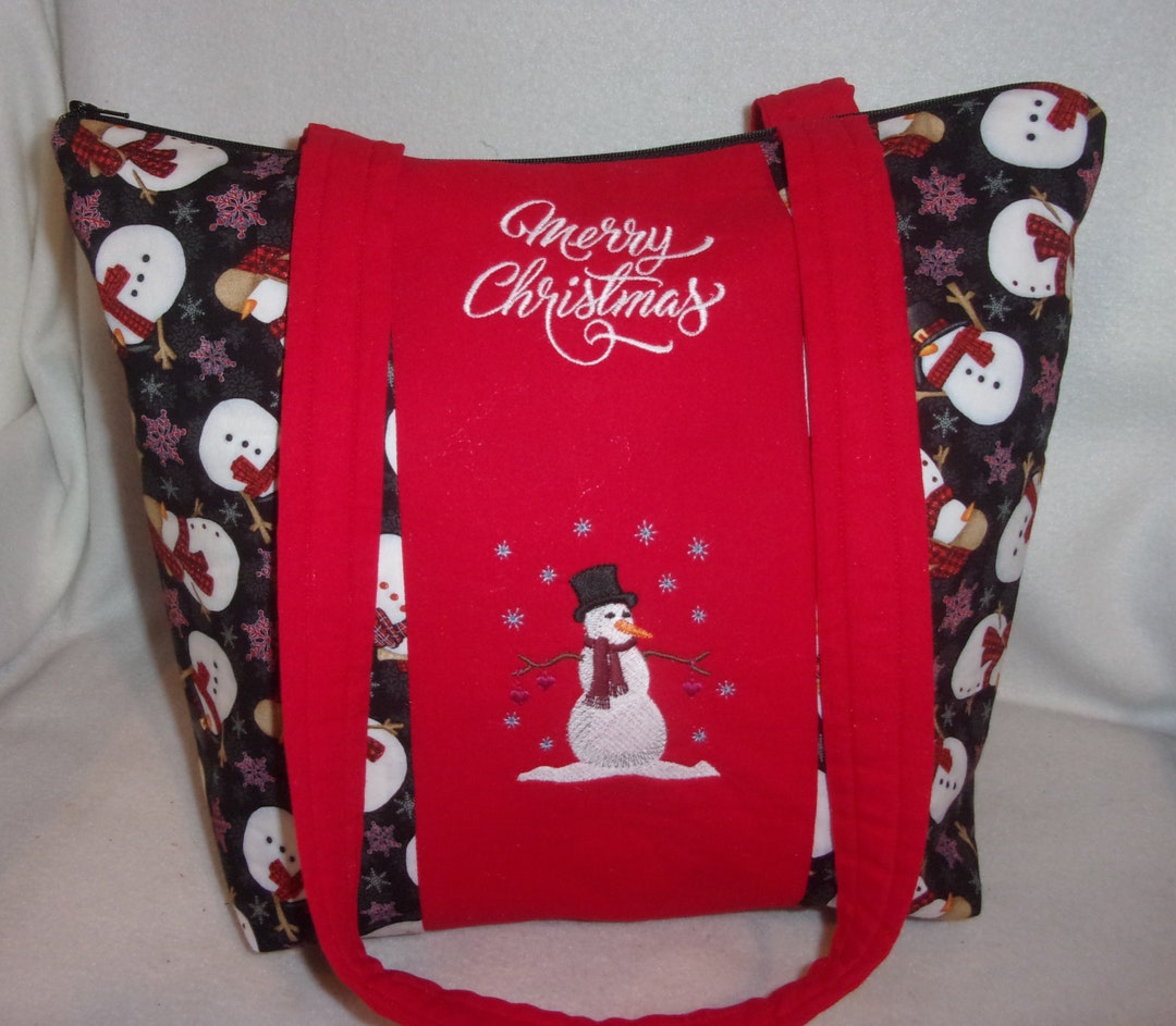 Christmas Snowman Snowmen Adorable Handbag Tote Purse Boutique Roomy ...