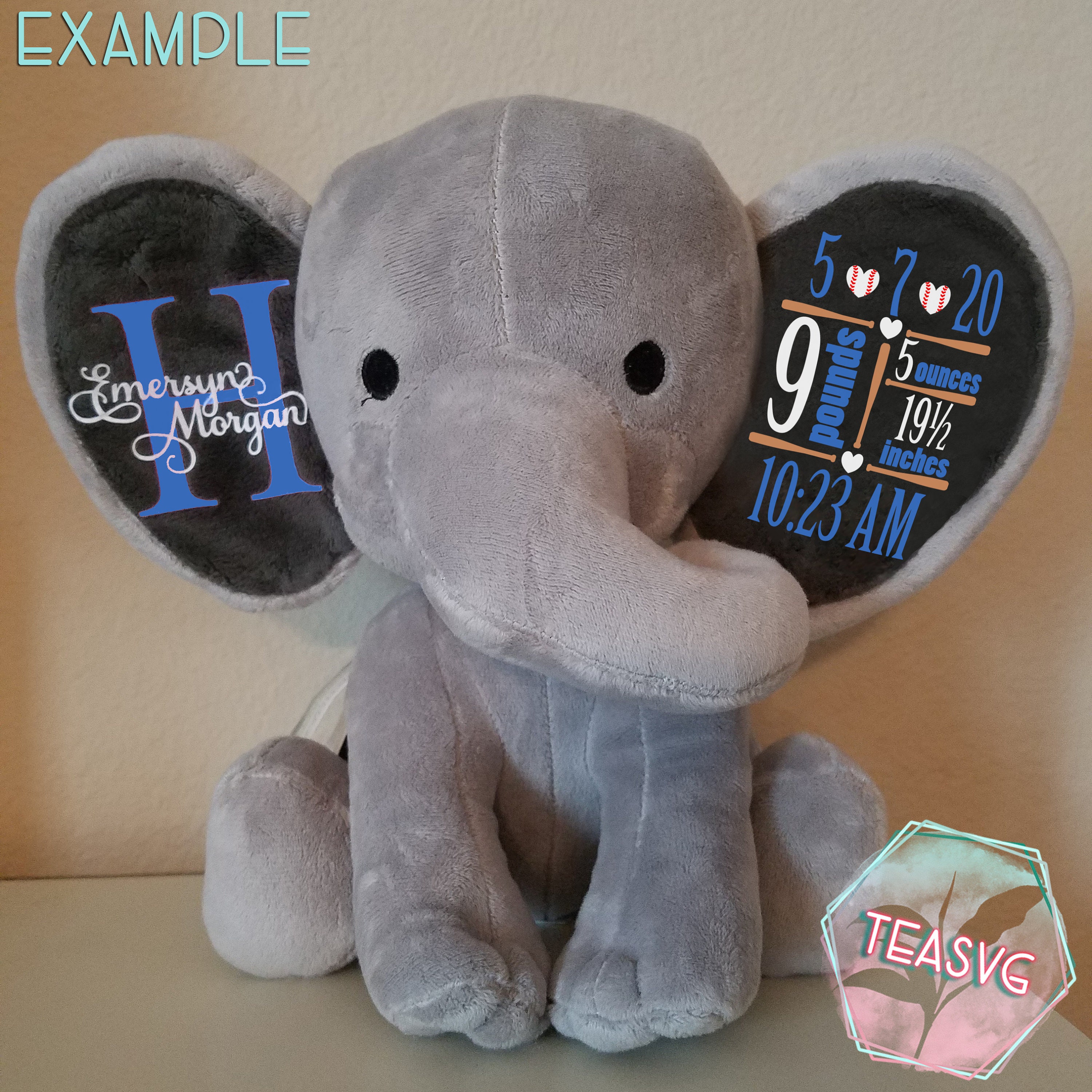 SVG: Baseball Birth Stats Template for Humphrey Elephant - Etsy