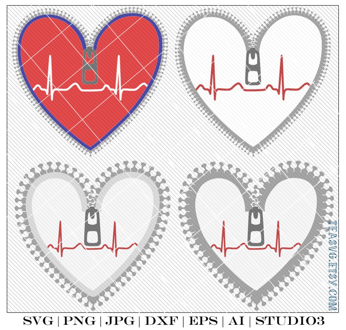 SVG: Zipper Heart Cricut Cuttable Studio3 Silhouette | Etsy