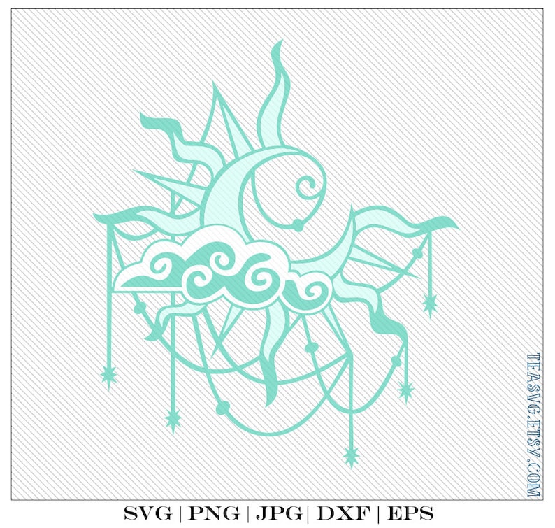 SVG: Moon & Stars Celestial Clouds DXF EPS - Etsy