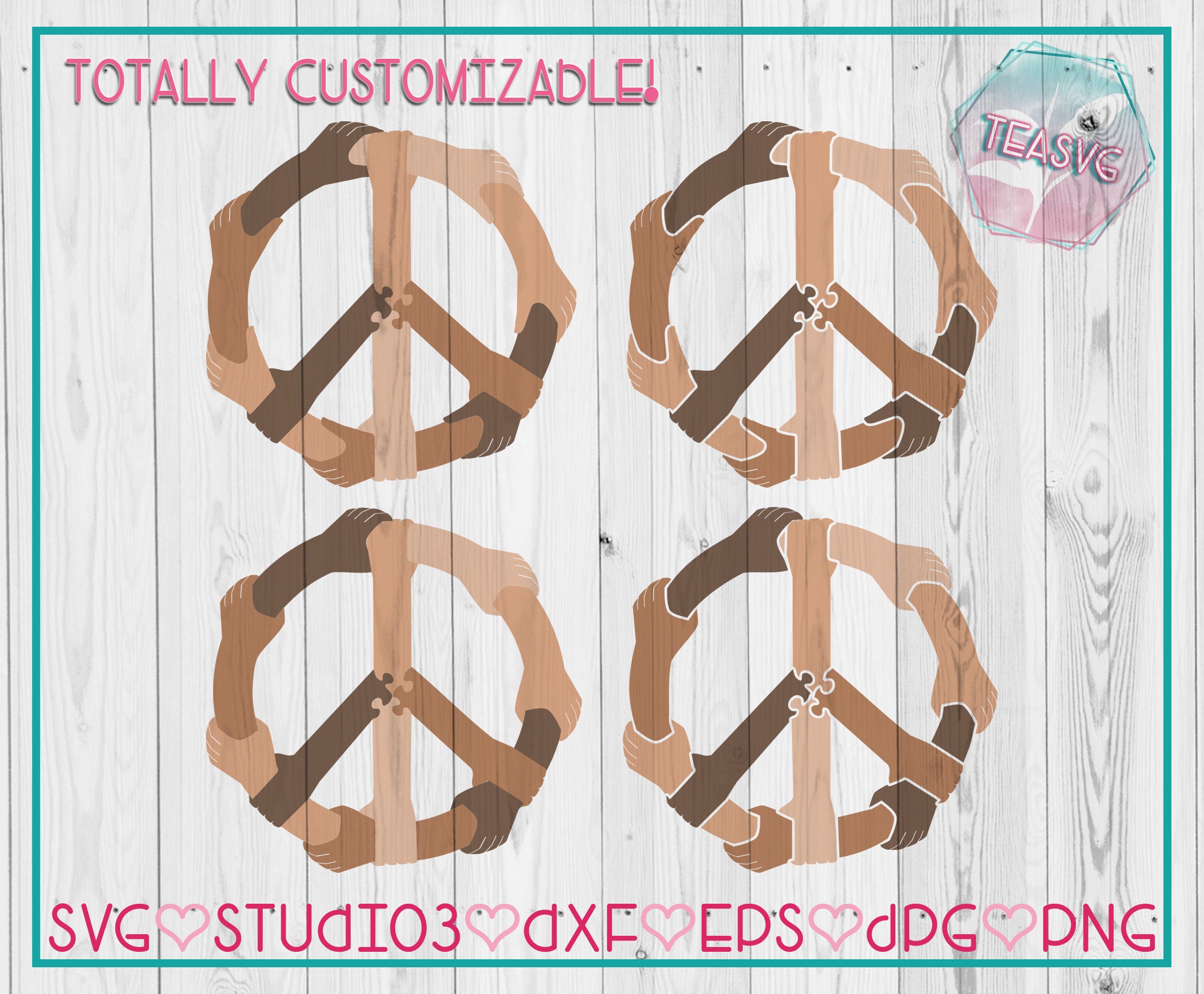 SVG: Linked Arms Peace Sign - Cricut Cuttable, Studio3 Silhouette ...