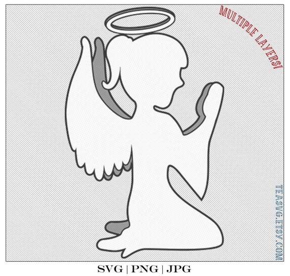 SVG: Praying Angel with Multiple Layers | Etsy