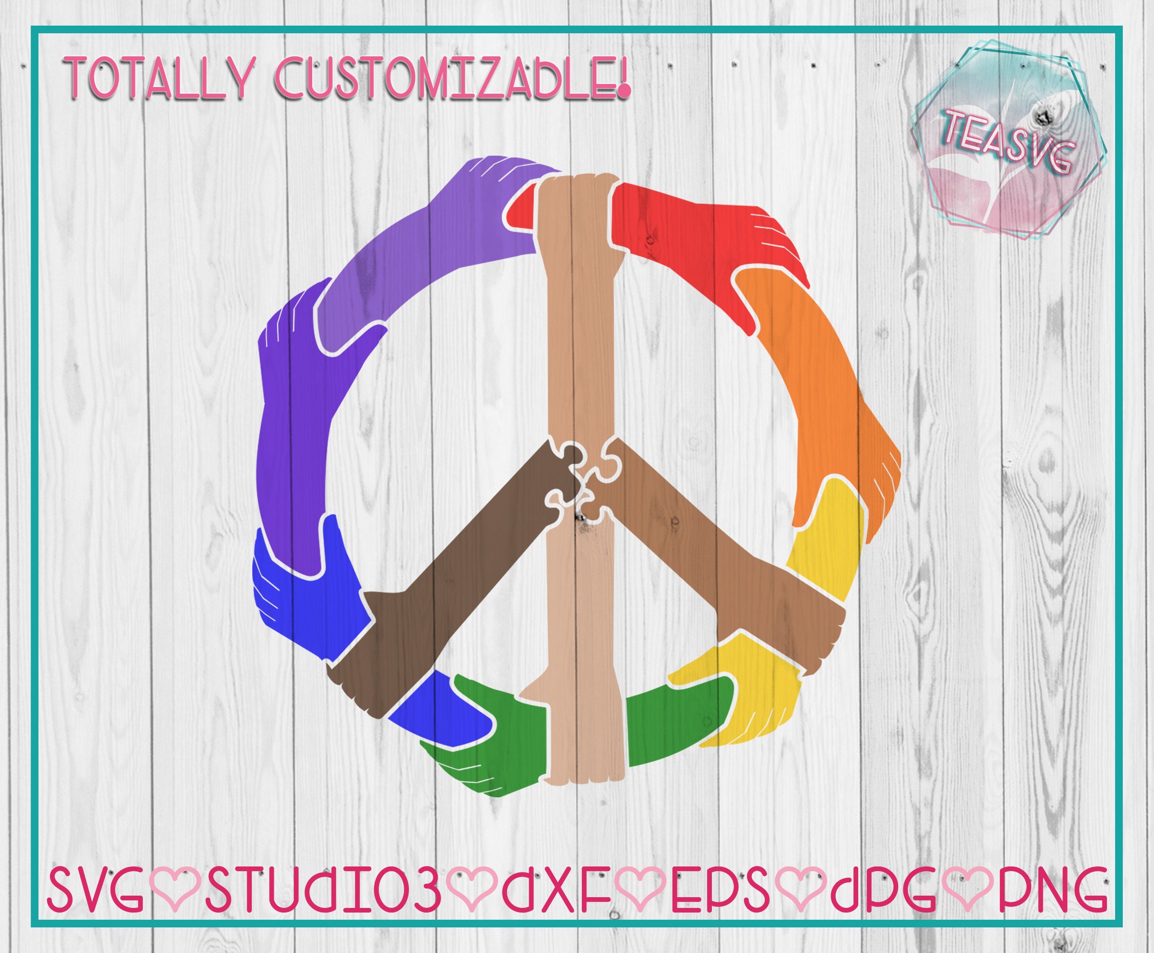 SVG: Linked Arms Peace Sign Cricut Cuttable Studio3 | Etsy
