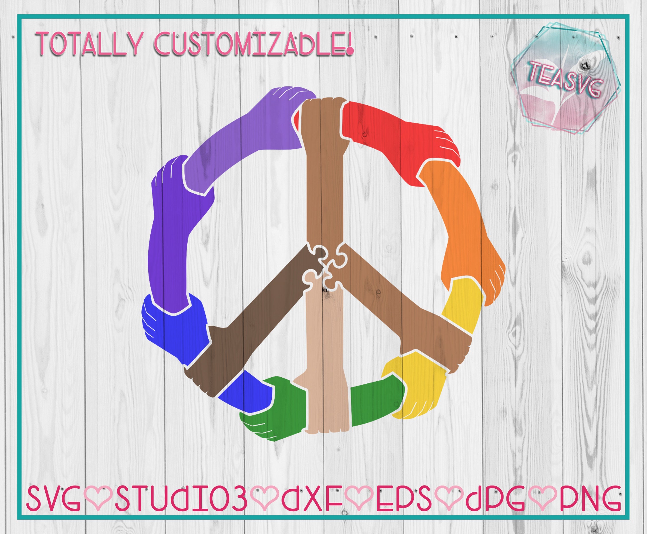 SVG: Linked Arms Peace Sign - Cricut Cuttable, Studio3 Silhouette ...