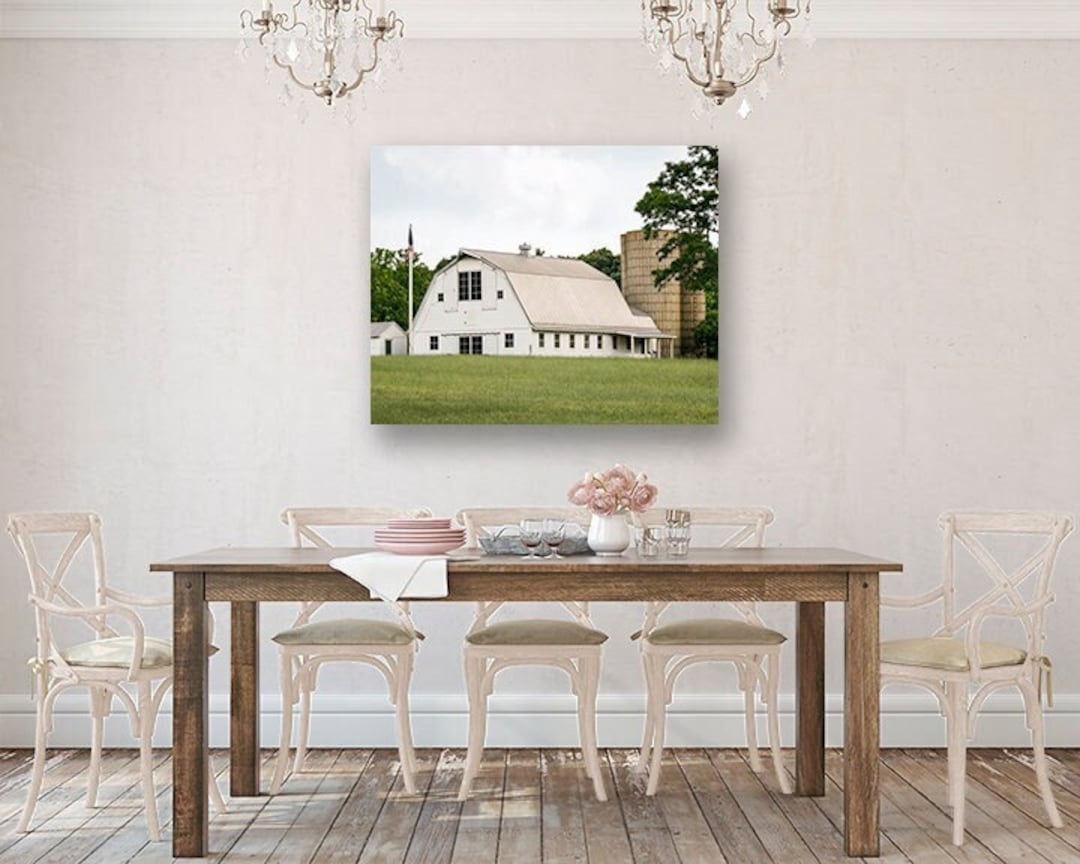Manakin Barn • White Barn Photograph, Canvas Wrap or Print, Rustic Farm ...