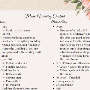 Master Wedding Planning Checklist - Etsy
