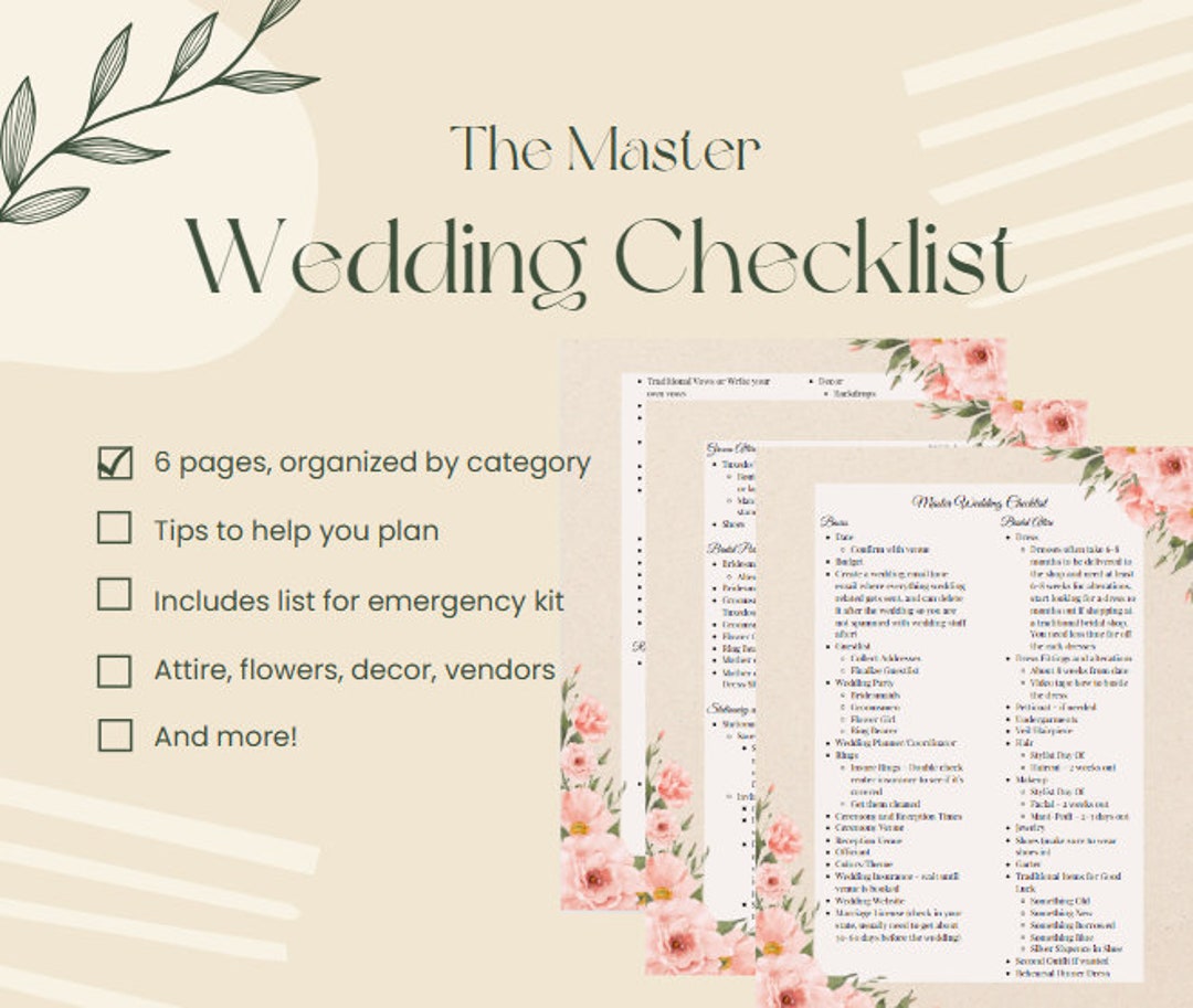 Master Wedding Planning Checklist - Etsy