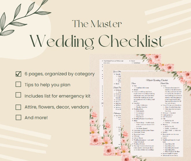 Master Wedding Planning Checklist - Etsy
