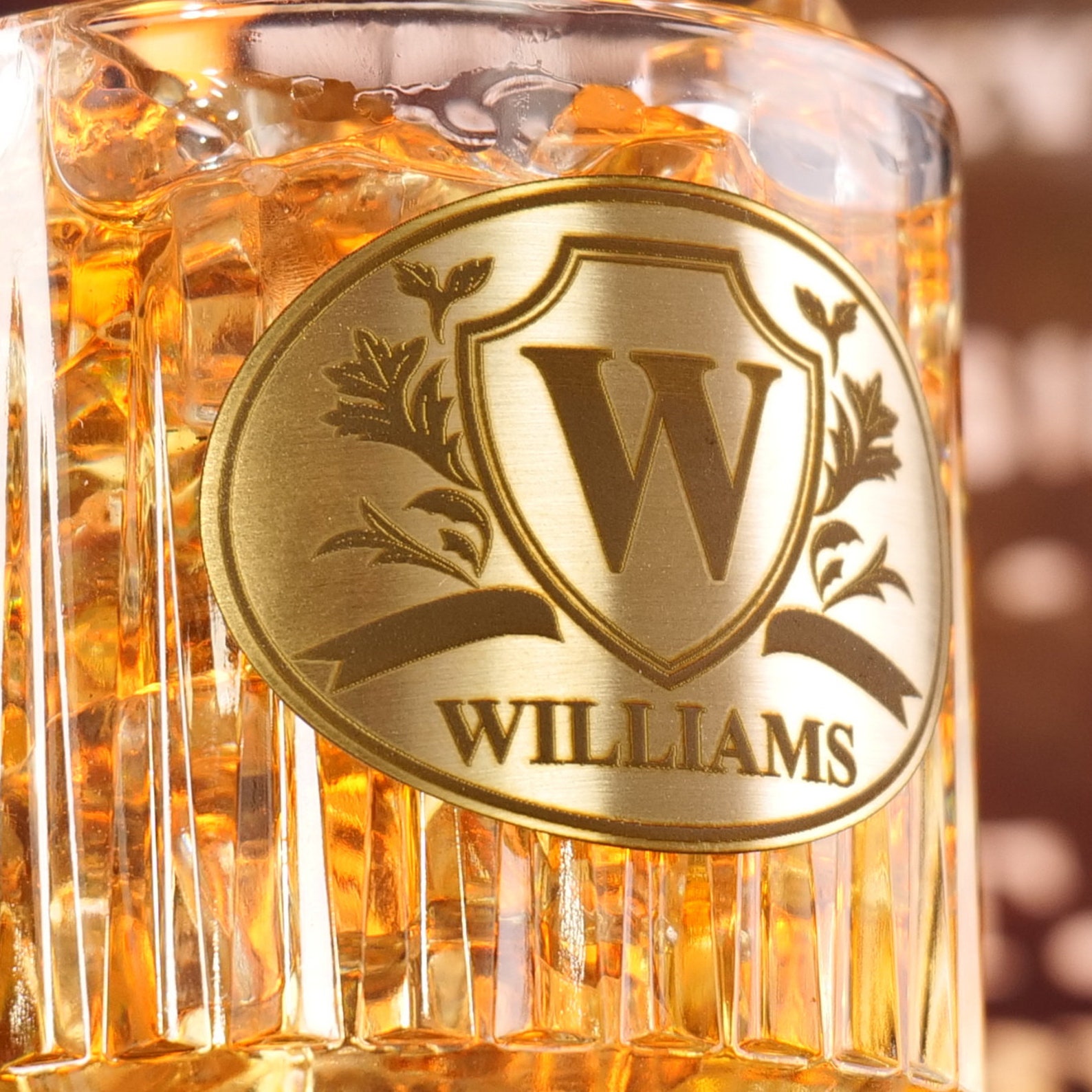 Personalized Whiskey Glass With Brass Plate: Engraved Bourbon Gift - Etsy