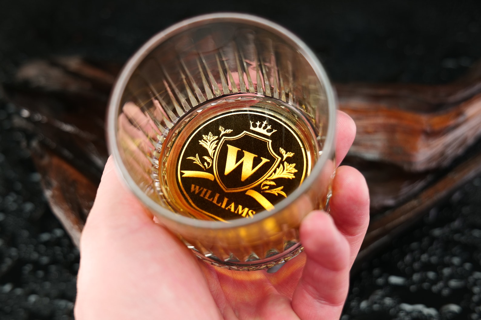 Personalized Whiskey Glass With Brass Plate: Engraved Bourbon Gift - Etsy