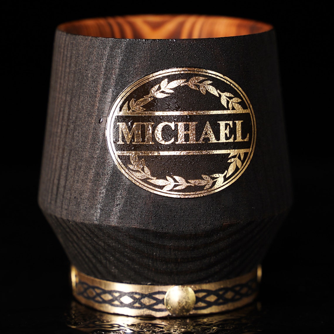 Personalized Whiskey Glass, Oak Whiskey Tumbler, Customized Bourbon ...